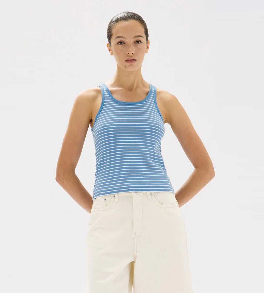Assembly Label | Drew Stripe Rib Tank | Bahama/White